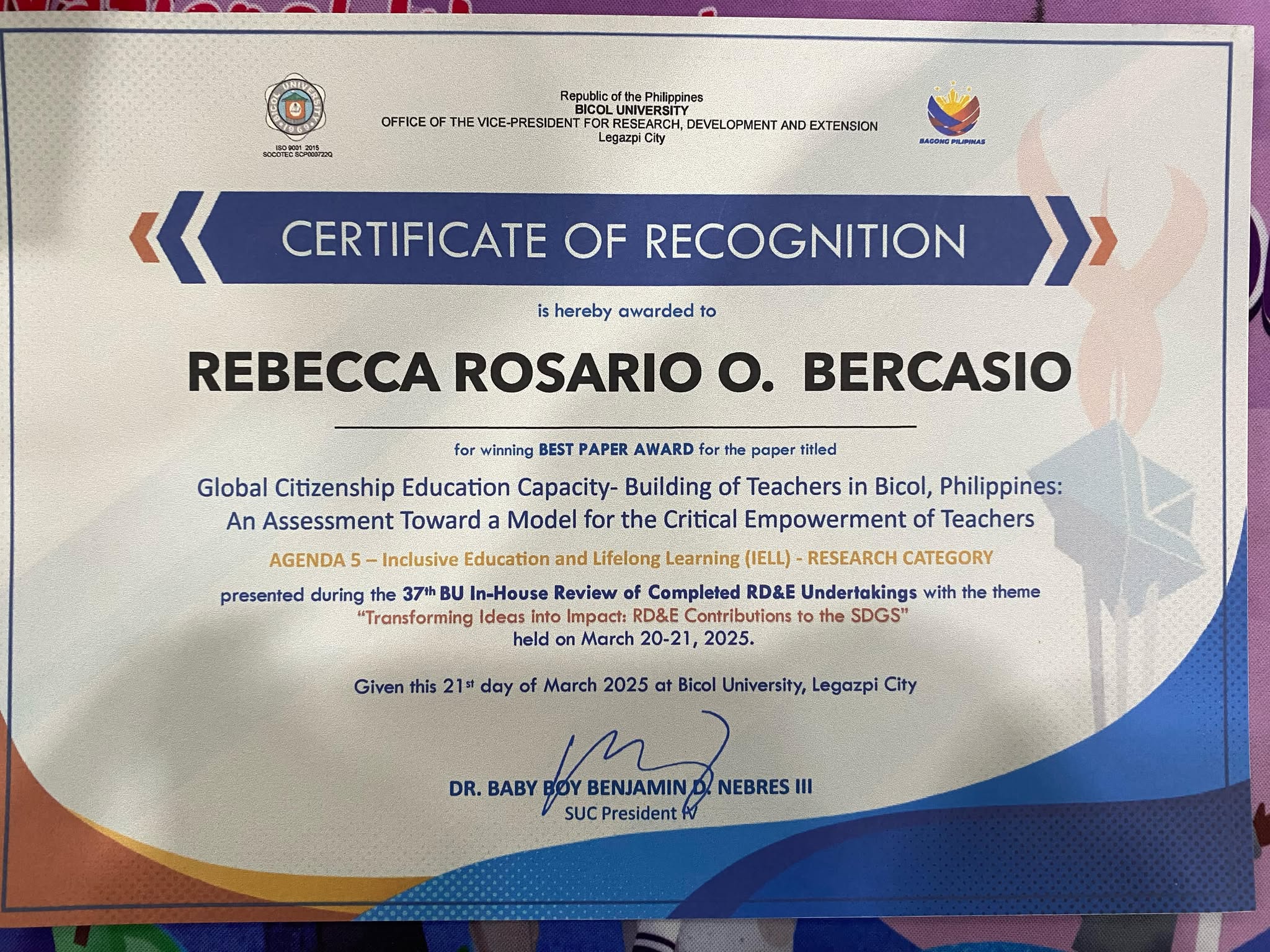 Empowering Educators: BU CTE Director Wins Best Paper on Global Citizenship Education – RDEsys